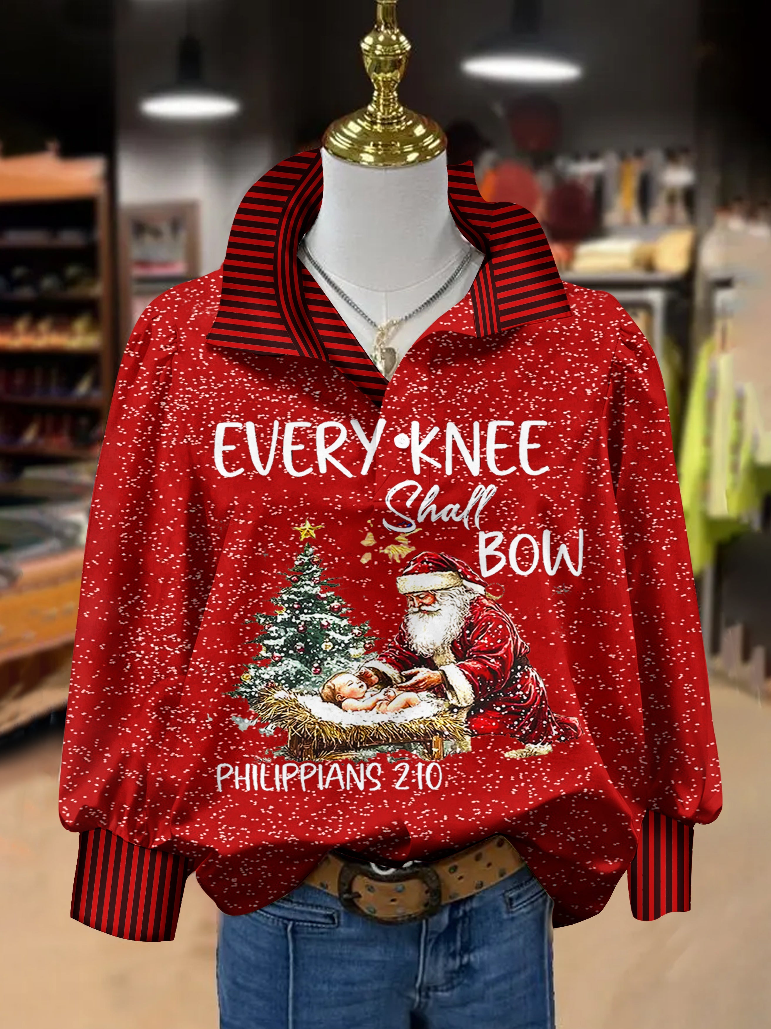 Santa Claus Belief Print Long Sleeve Top – TAIDALW